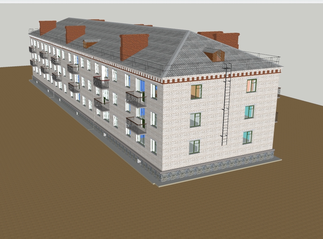 Продажа 3D-модели "Дом серии 1-447 (Хрущевка)"